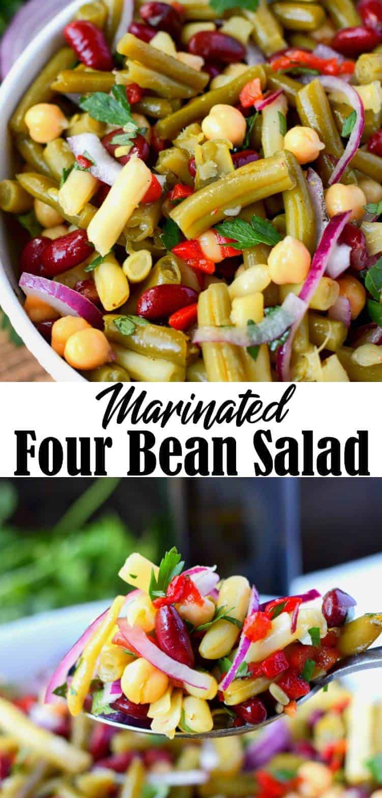 Marinated Four Bean salad Recipe-Butter Your Biscuit