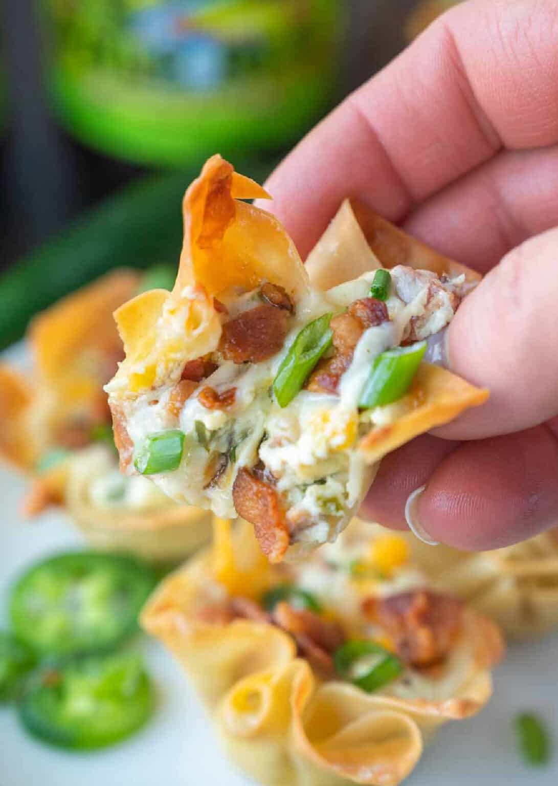 Bacon Jalapeño Popper Wonton Cups | Butter Your Biscuit