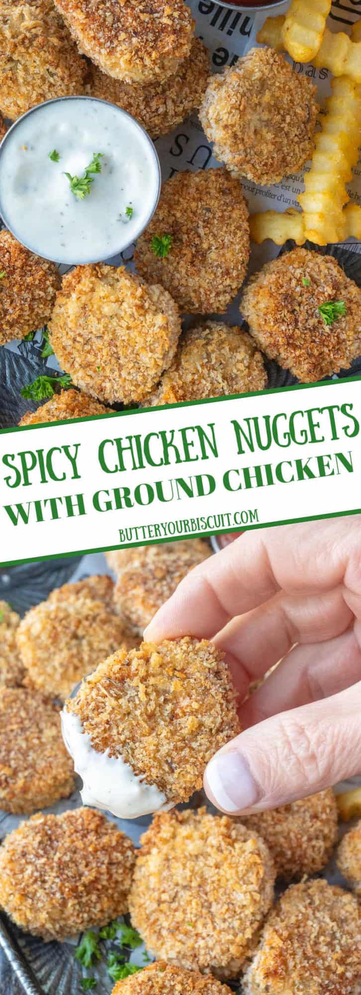 Spicy Chicken Nuggets with Ground Chicken| Butter Your Biscuit