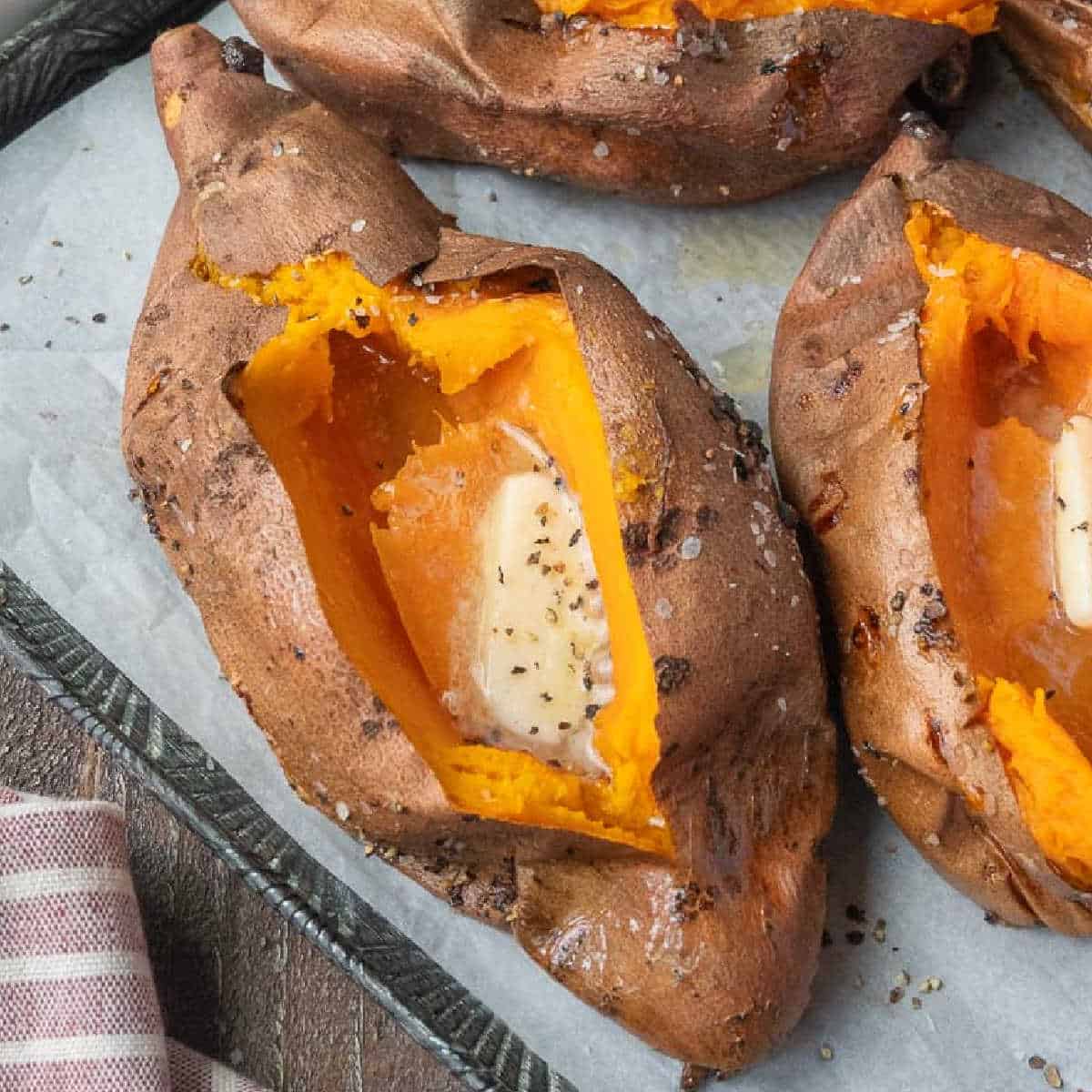 Air Fryer Baked Sweet Potatoes | Butter Your Biscuit