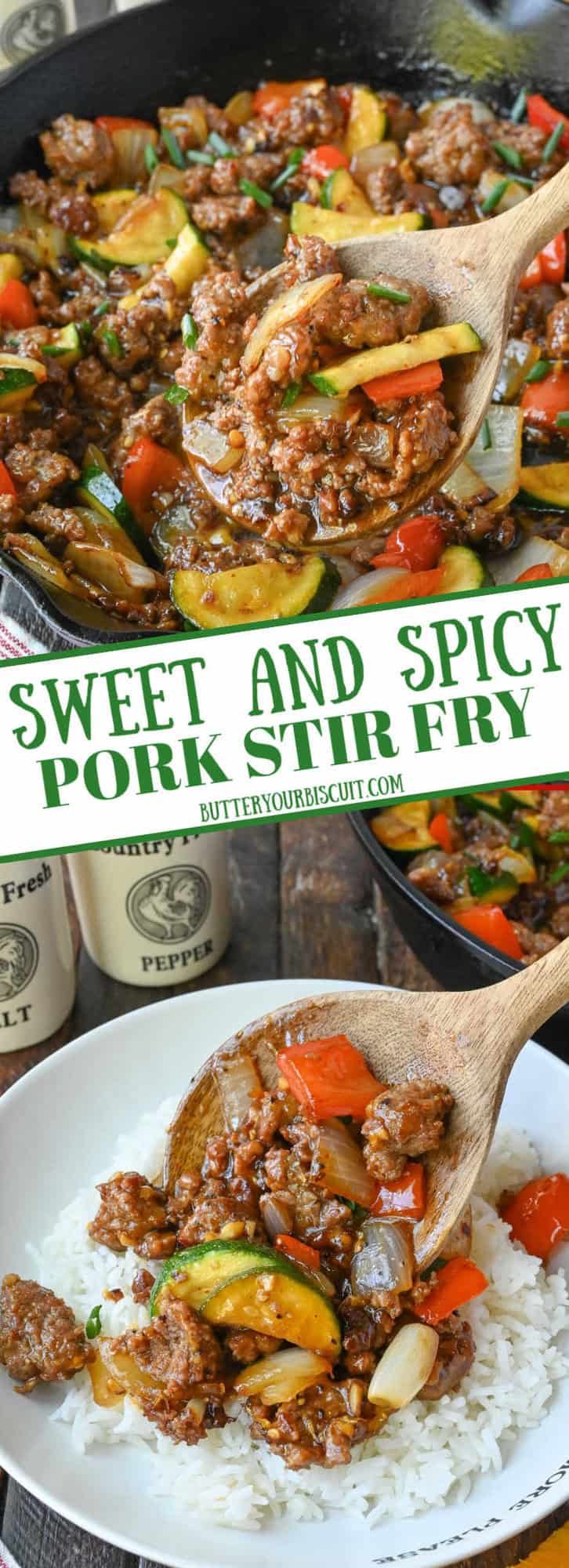 Sweet and Spicy Pork Stir Fry | Butter Your Biscuit