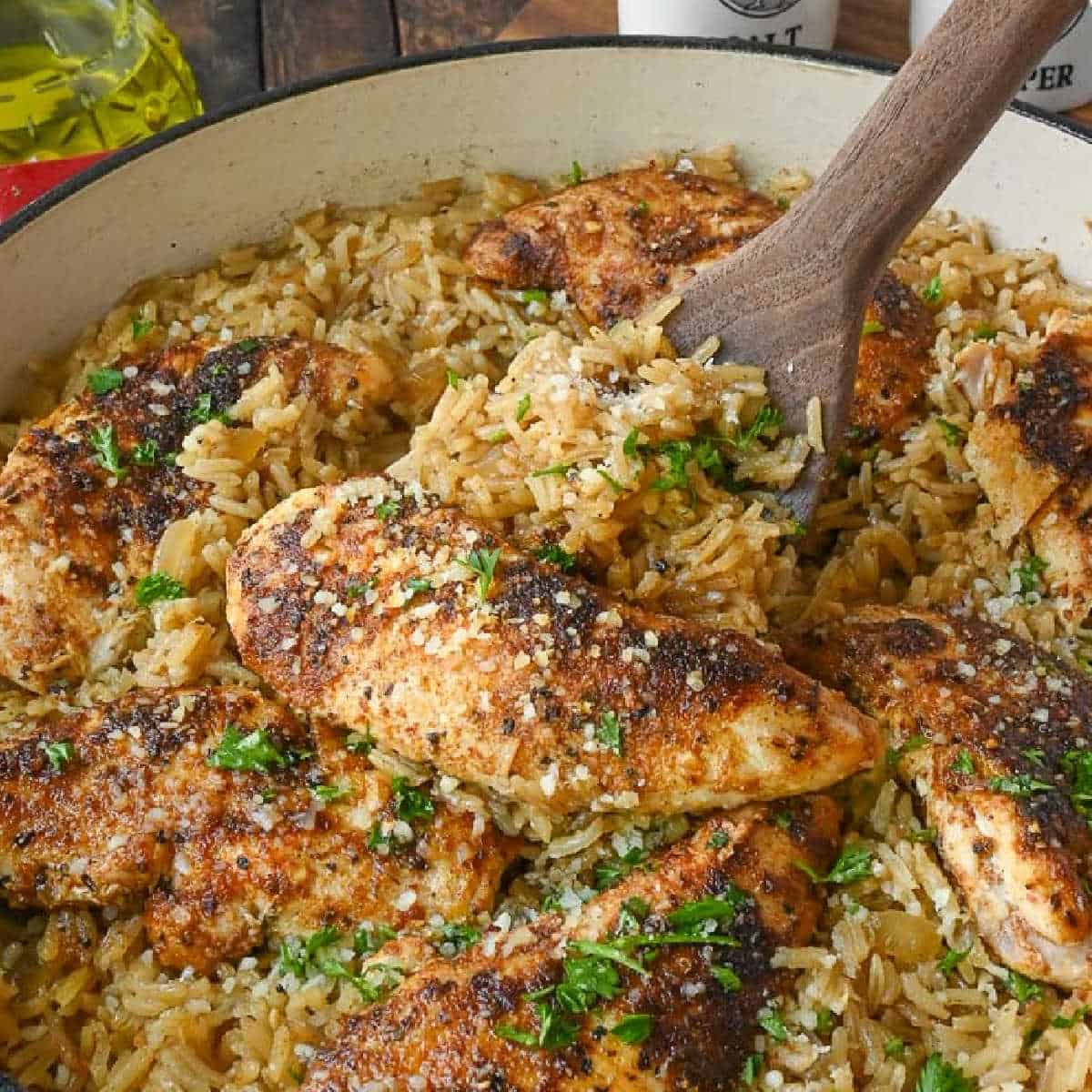 Garlic Chicken Rice Bake | Butter Your Biscuit